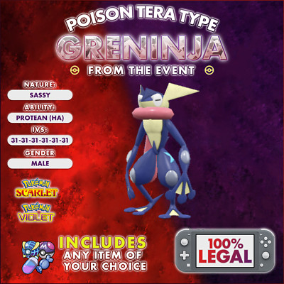 Pokemon Scarlet and Violet ~ 6 IV Greninja Poison Tera Type ~ Same Day ...
