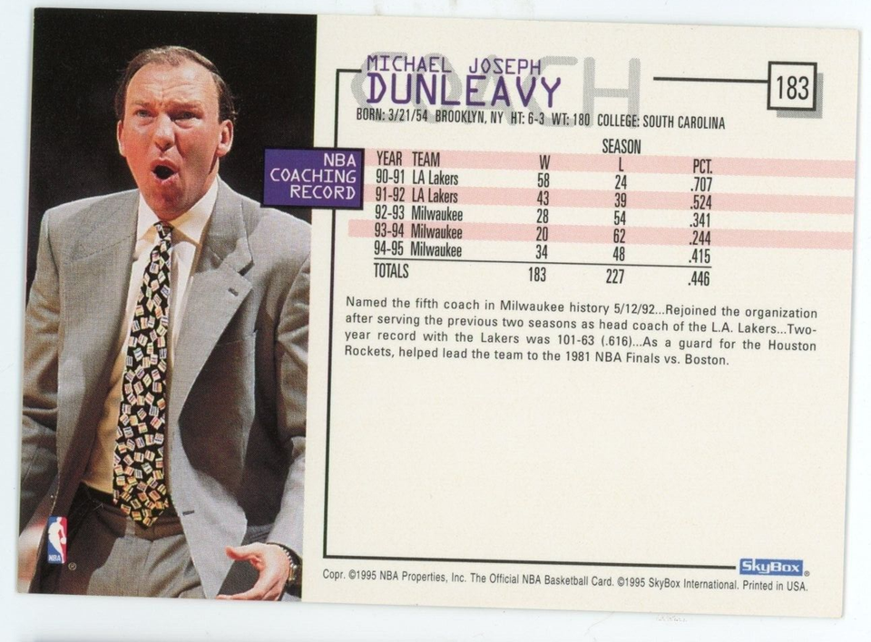 1995-96 NBA Hoops Mike Dunleavy Sr #183 | eBay