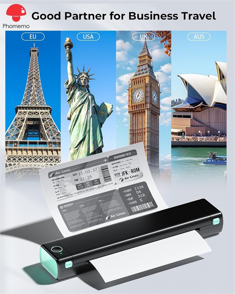 Phomemo M08F Thermal Printer A4 Portable Inkless Printer for Travel or ...