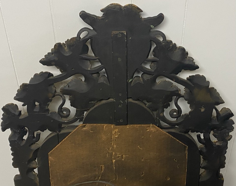 Antique victorian gothic black and gold ornate wall mirror Bacchus | eBay