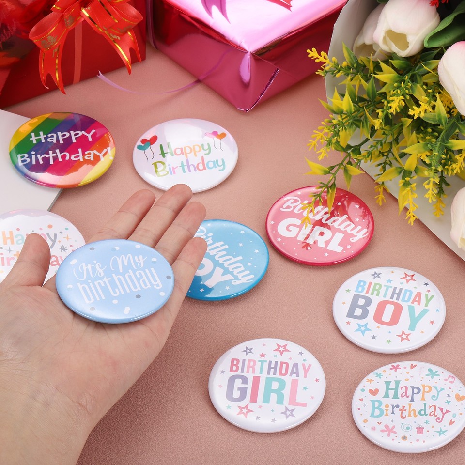Birthday Girl Button, 58mm Tinplate Birthday Badge Pin, Multicolored ...