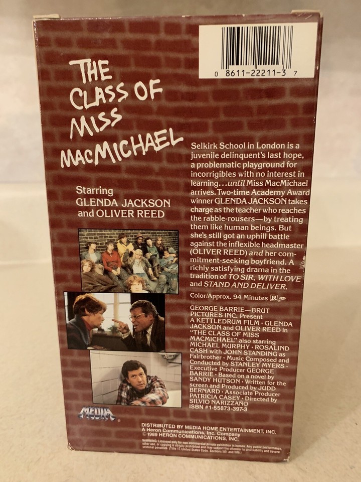 THE CLASS OF MISS MACMICHAEL (VHS Rated R) Glenda Jackson, Oliver Reed ...