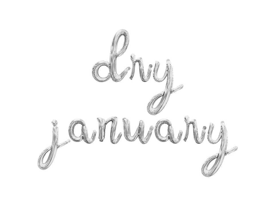 DRY JANUARY Cursive Letter Balloon Banner - Sober January Party ...
