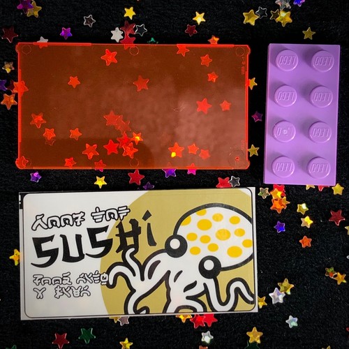 NEW LEGO Trans Neon Orange Sushi Octopus Sign 70657 Sticker 1x4x6 ...