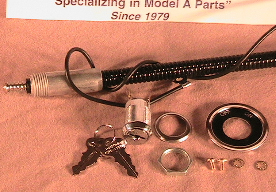 1928-1931 Ford Model A Ignition Switch Cable Keys On-Off Plate Vintage Part