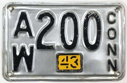 Connecticut 1943 License Plate AW 200 Original Paint WW2 | eBay