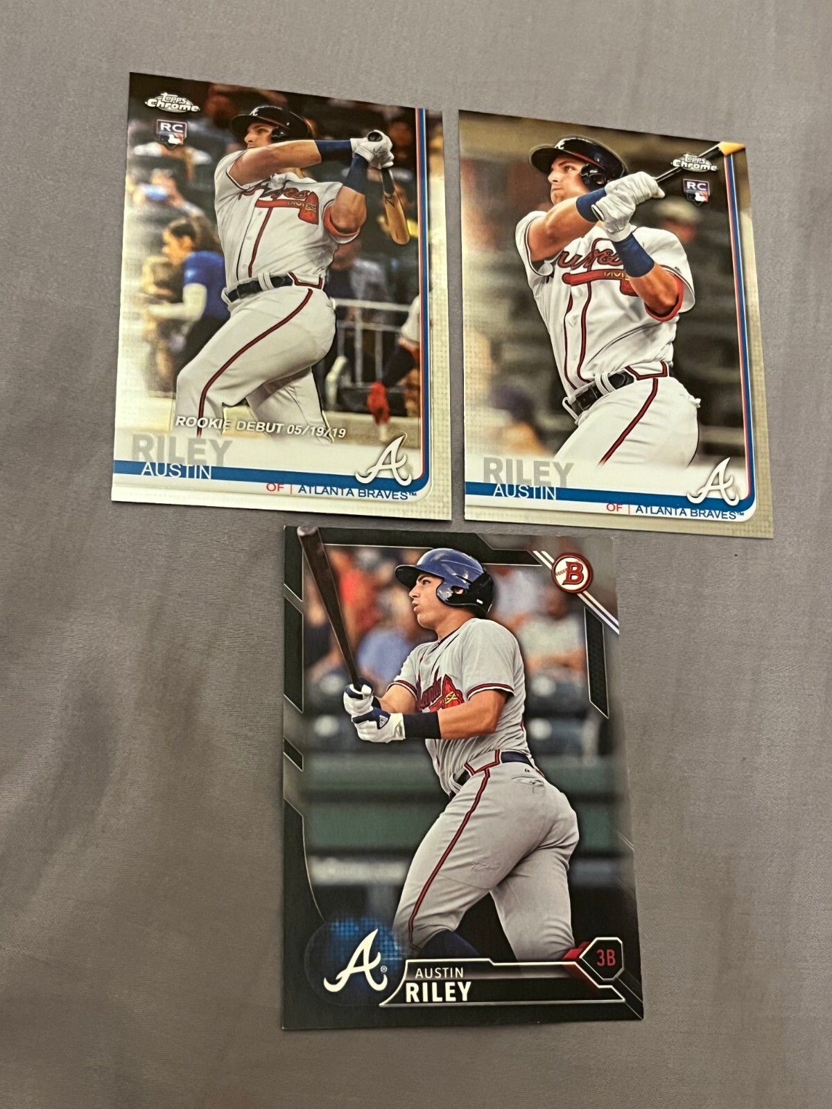 Austin Riley 2016 Bowman Black /499 + 2019 Topps Chrome RC Update lot x ...