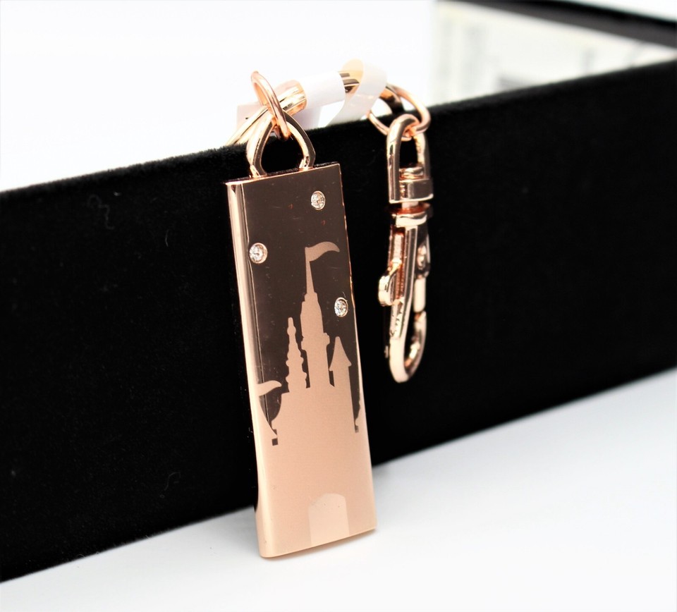 Disney Park "Dream" Keychain Rose-Gold Tone & Rhinestones Key Ring Clip ...
