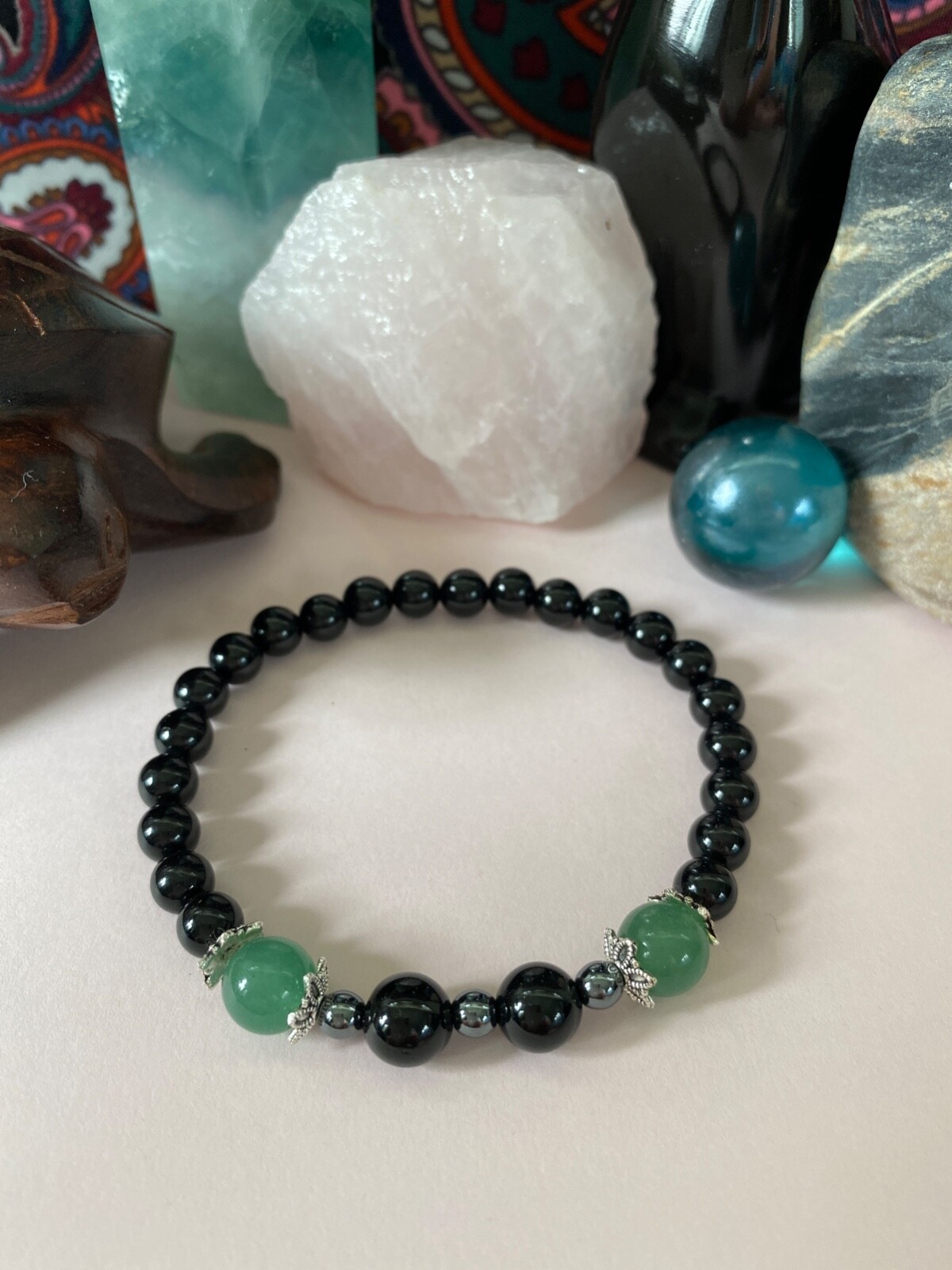 Positive Energy Bracelet w/ Black Tourmaline, Hematite and Green ...