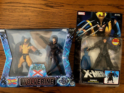 2000 Toy Biz Mutant Evolution of Wolverine + 2004 Gambit Figure w Disk ...