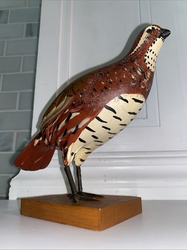 Vntg Carl Forslund Quail Shorebird Wood Decoy GRAND RAPIDS MI Quaint ...
