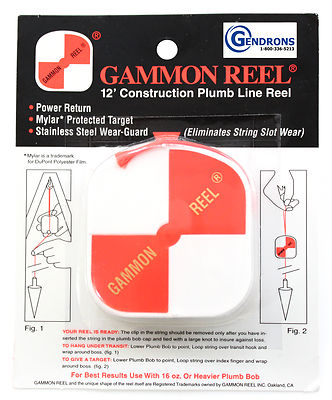 NEW 12' GAMMON REEL FOR PLUMB BOB, SURVEYING, RETRACTABLE STRING, CORD ...