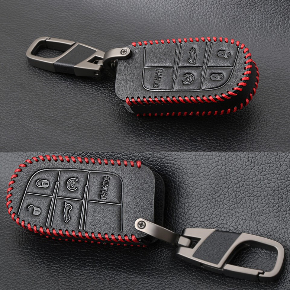 Leather Remote Key Fob Cover Case for Jeep Grand Cherokee Chrysler ...