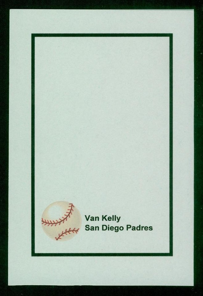 #1065, 4" x 6" Photo Card, Signed-Autographed, Van Kelly, San Diego ...