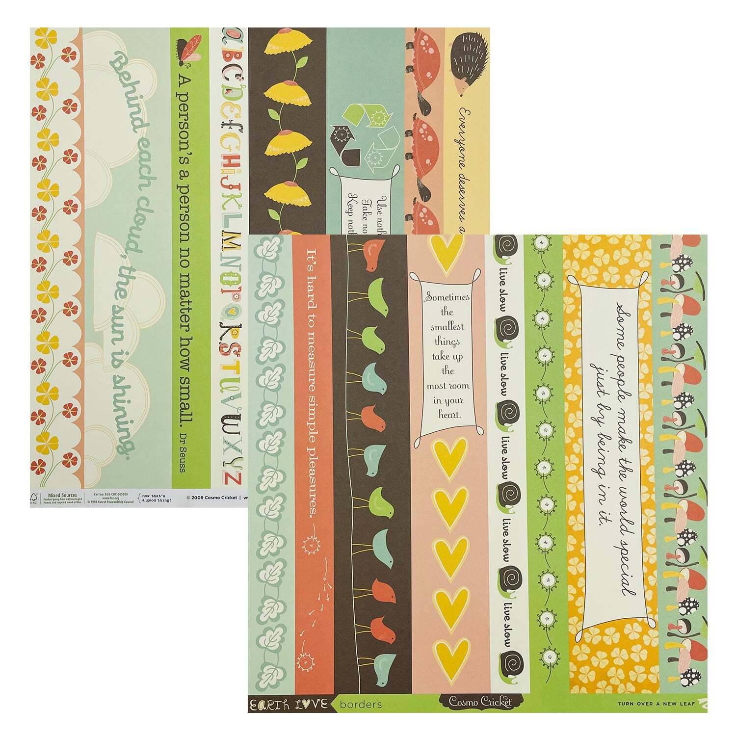 Cosmo Cricket - Double-Sided Borders 12"x12" Single Sheet - Earth Love ...