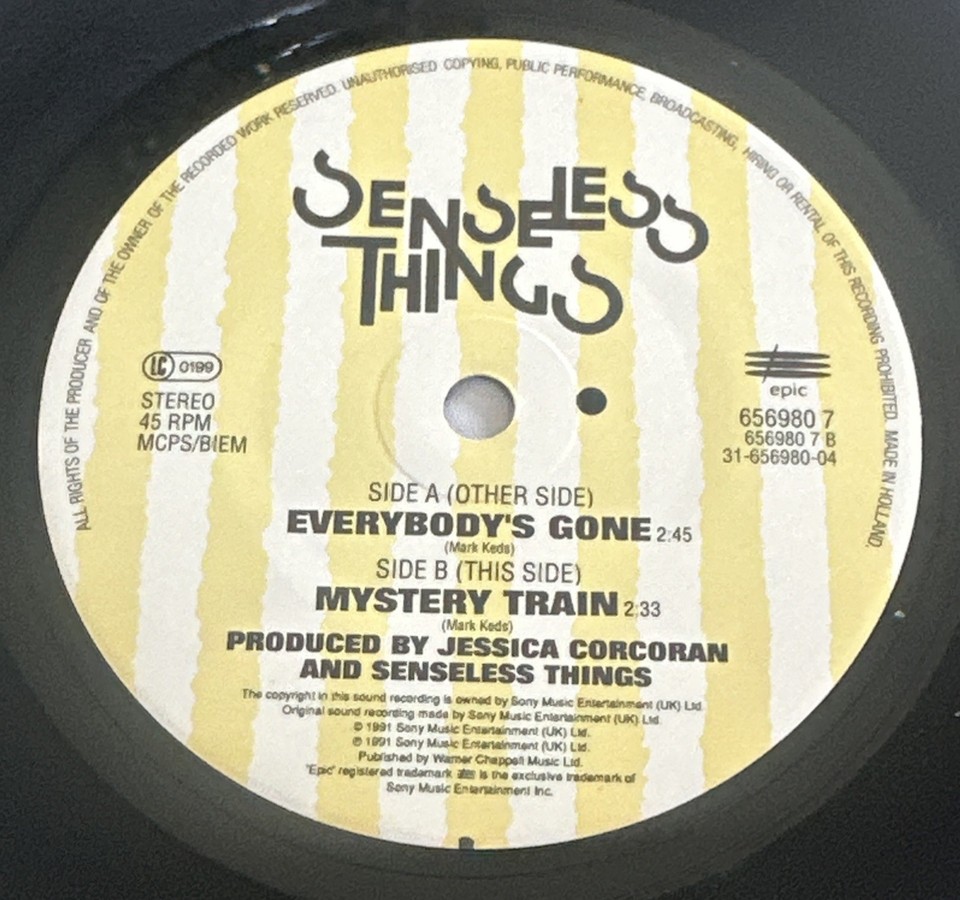 Senseless Things ~ Everybody's Gone 1991 Epic 7” Single EX / EX ...