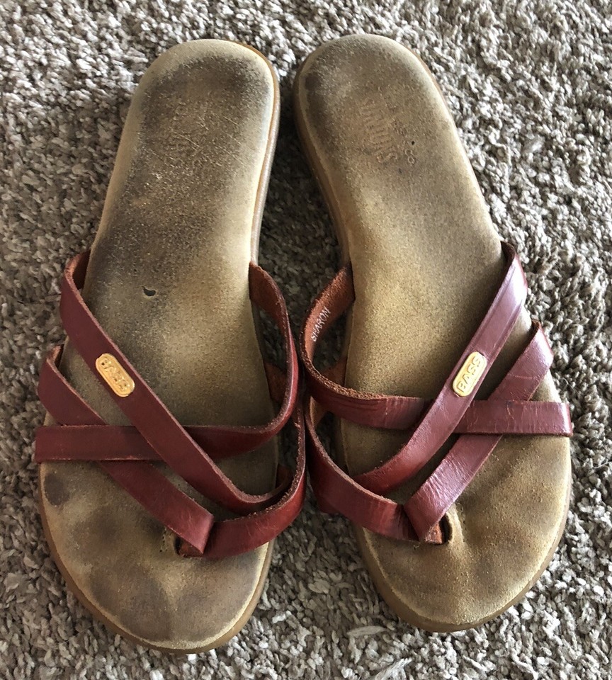 Vintage Bass G.H. Brown Leather Sandals Size 7 “Sharon” Flip Flops Good ...