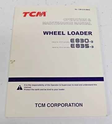 TCM E830-3 E835-3 Front End wheel Loader Owner Operator Maintenance ...
