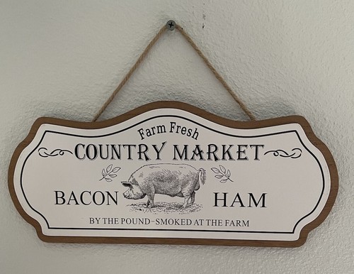Farm Fresh Country Market Bacon Ham, Pig Wood Sign, Farmhouse, Rustic ...