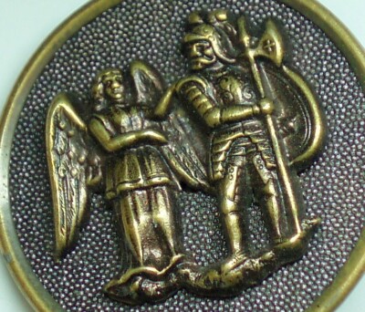 KNIGHTS TEMPLAR ? LARGE VINTAGE ANTIQUE UNIFORM BUTTON RELIGIOUS ANGEL ...