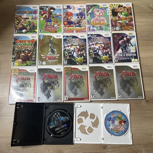 Lot of 17 Popular Nintendo Wii Games. Mario, Zelda, Metroid, Smash ...