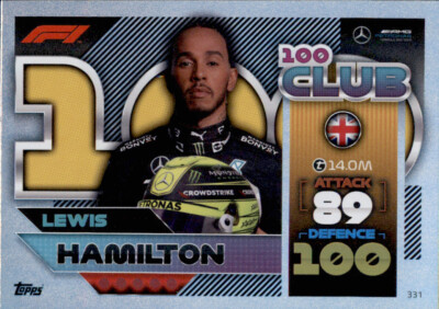 331 - Turbo Attax F1 2022 Trading Card - Club 100 - Lewis Hamilton ...