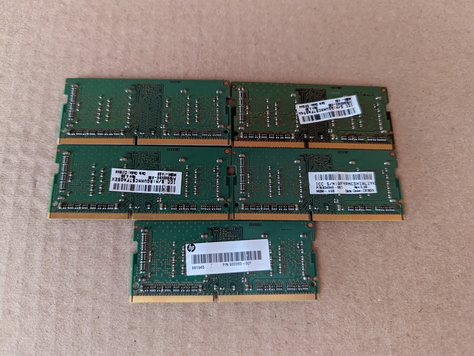 LOT 5 GENUINE MTA4ATF51264HZ-2G6E1 MICRON LAPTOP MEM 4GB DDR4 PC4-2666V ...