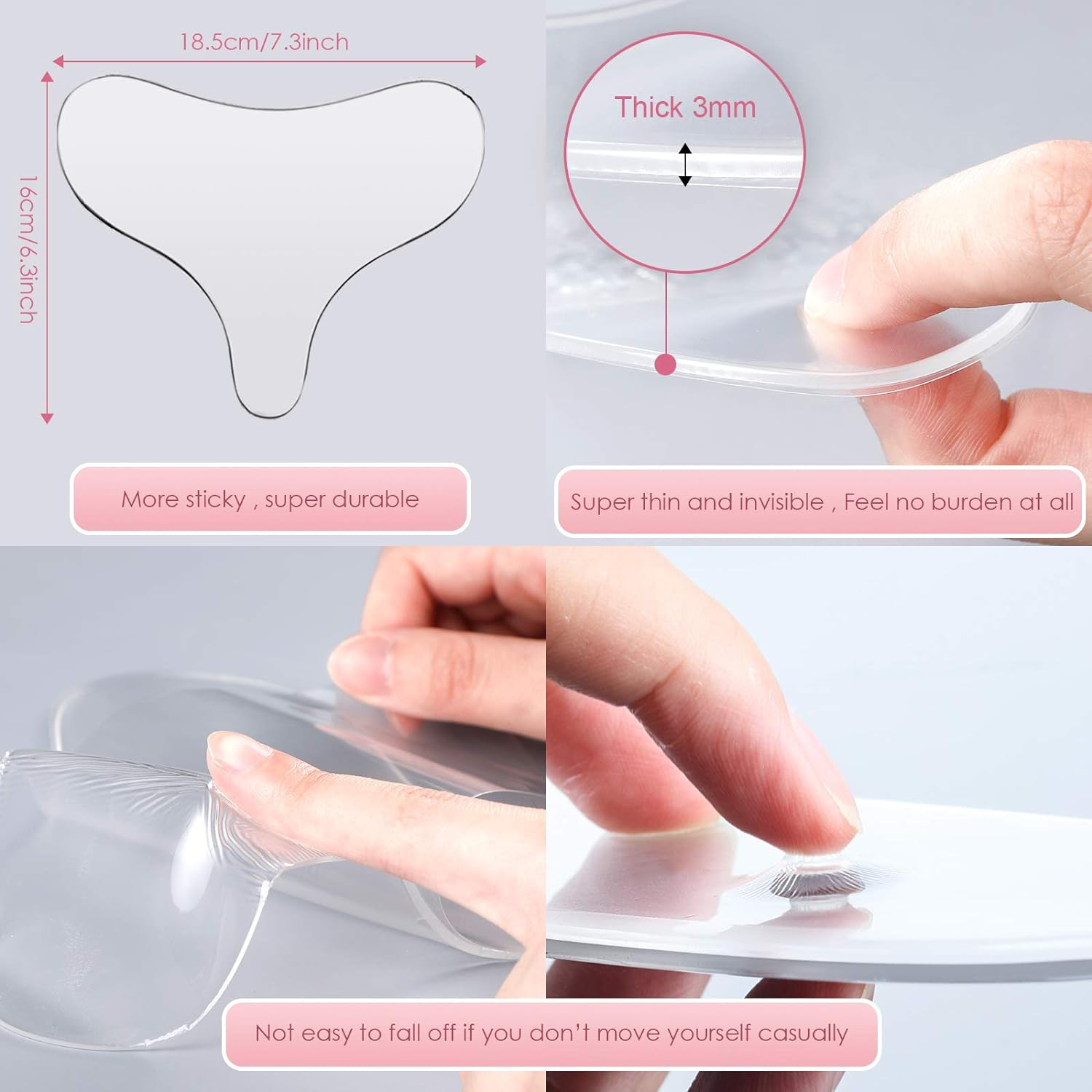 2 Pieces Reusable Silicone Chest Pads, Decollete Pads Chest Wrinkle ...