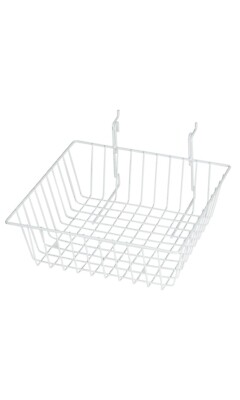 Lot of 6 Slatwall & Wire Grid Baskets White 12" x 12" x 4" Grid ...