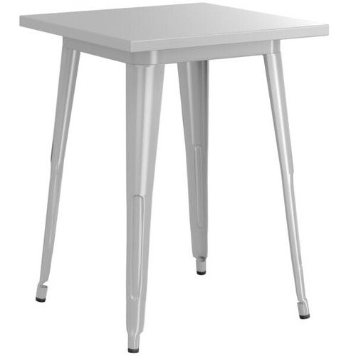 24'' Square Silver Metal Indoor or Outdoor Restaurant Patio Table ...