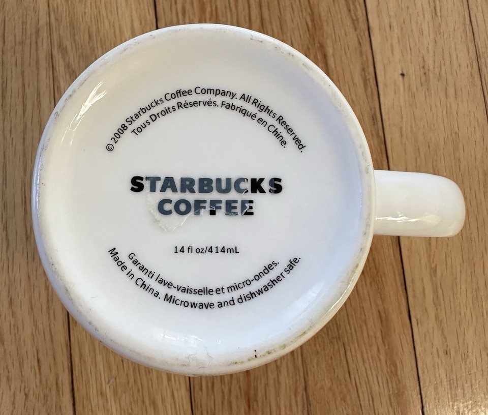 Starbucks Coffee Est 1971 White Barrel Shaped Ceramic 14 oz Mug 2008 ...