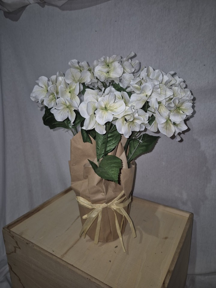 New Blue Pink Or White Potted Faux Artificial Hydrangea | eBay