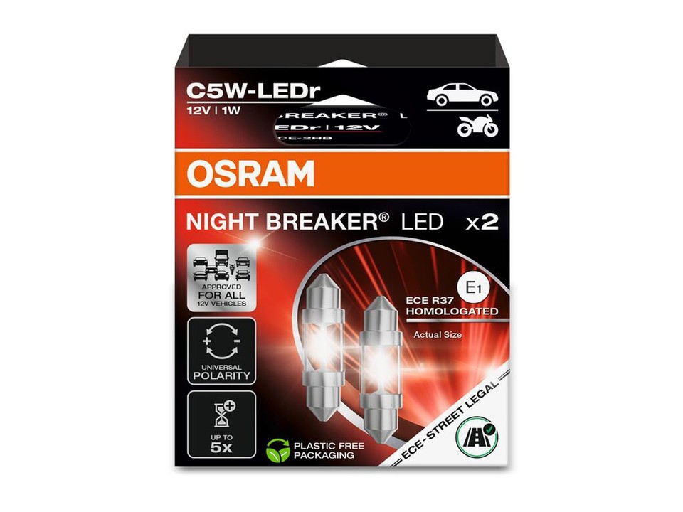 Osram LED License Plate Light For Honda Hyundai Kia, ECE R37, 36mm ...