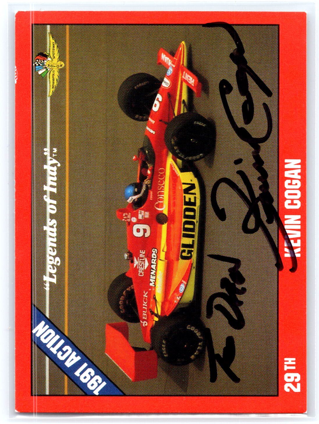 Kevin Cogan Signed Autographed Card 1992 Legends of Indy #30 "To Dan ...