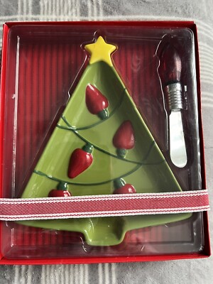 Hallmark Christmas Tree Serving Dish with Light Spreader Star Platter ...