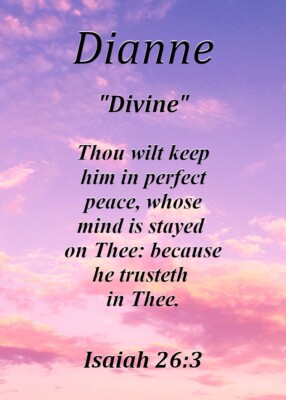 Dianne "Divine" Keepsake Name Meaning Card with Bible Verse | eBay