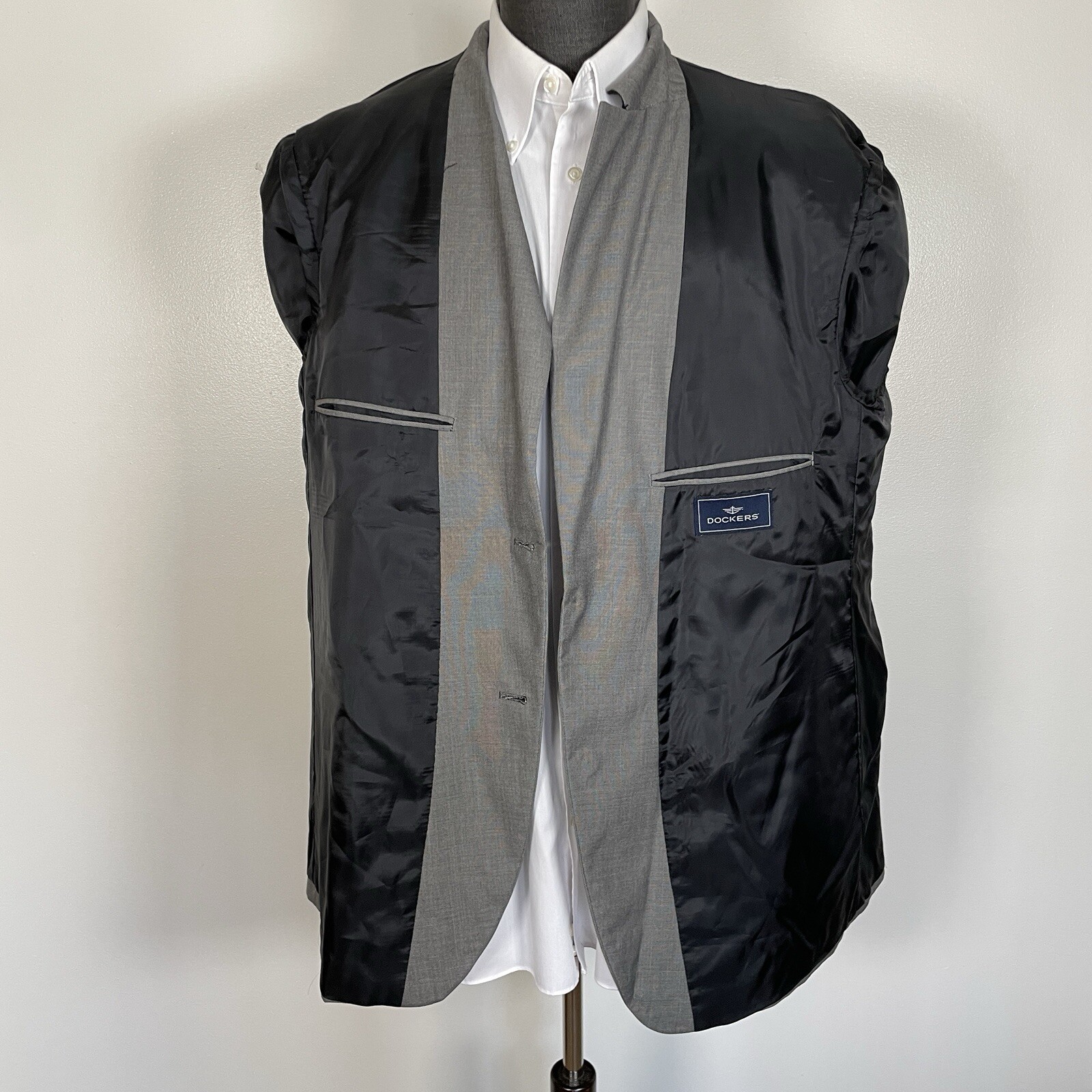 Dockers Blazer Jacket Mens 48R Gray Polyester Solid | eBay