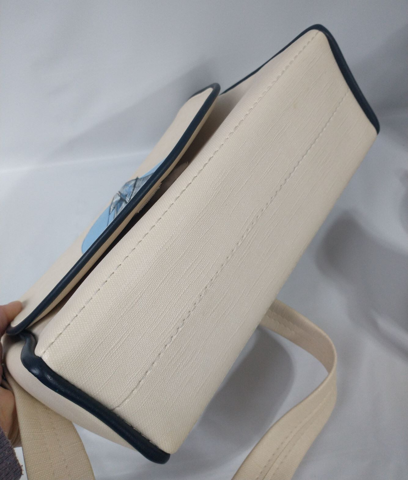 VTG The Original Florida Keys Handbag Sailboat Embossed Painted Ivory w ...