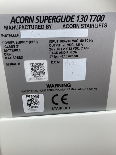 ACORN SUPERGLIDE 130 T700 Straight Stairlift for collection only | eBay UK