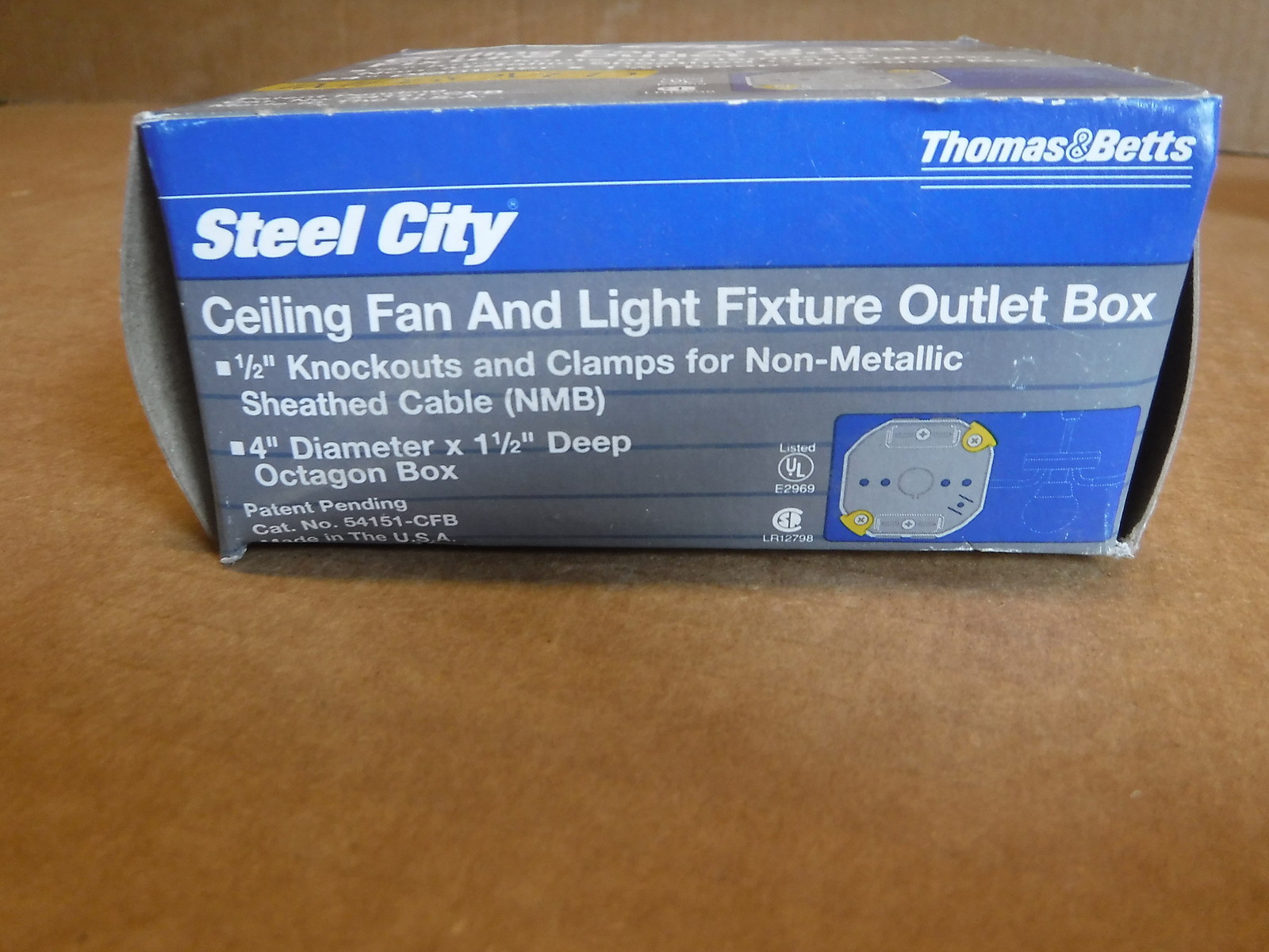 Steel City Ceiling Fan Light Fixture Outlet Box 54151-CFB 1/2" KO 4 ...