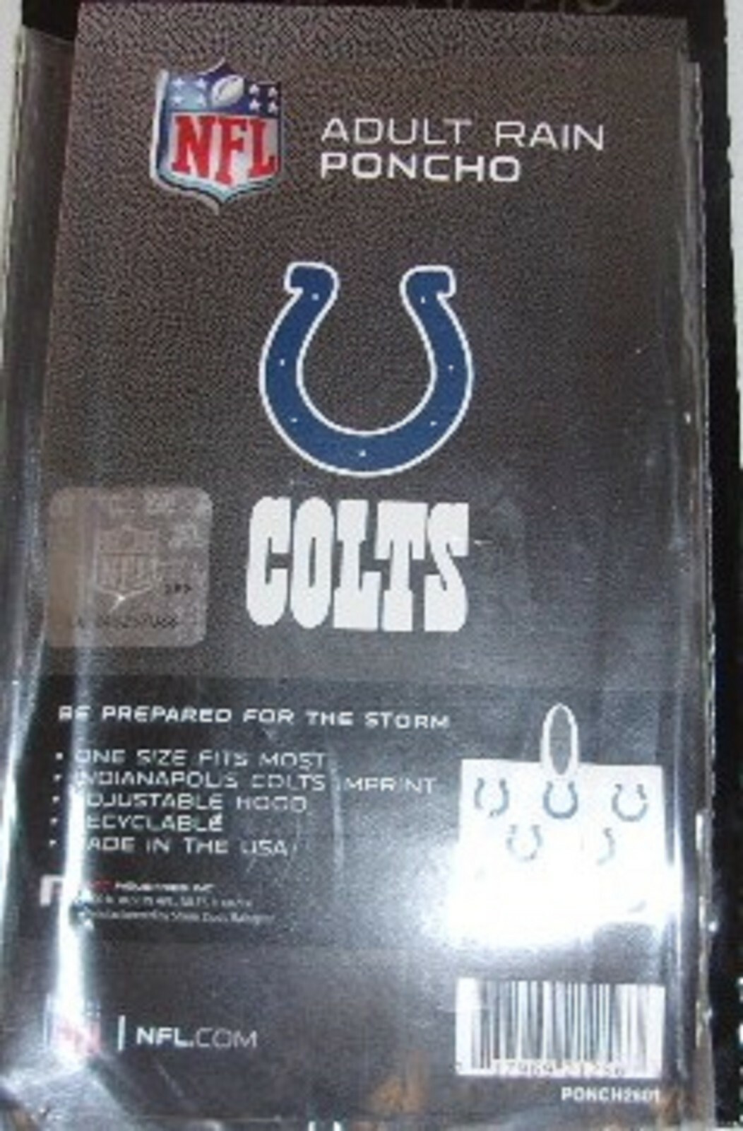 2 Indianapolis Colts Adult Rain Ponchos. Adj Head. One size fits most ...