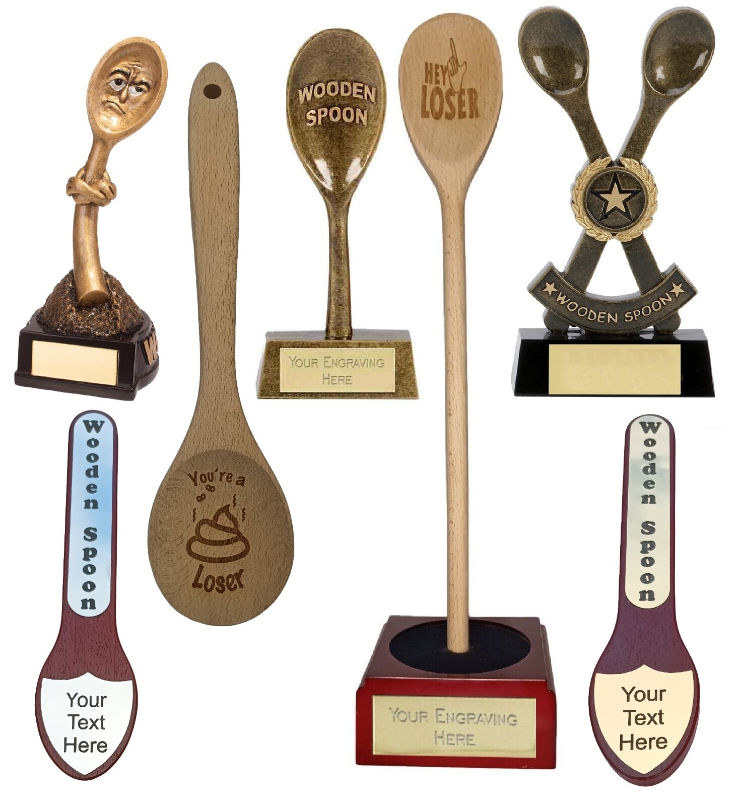 Wooden Spoon Trophy, Award. Choice Of Designs Engraved With Any Text ...