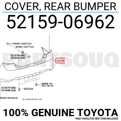 5215906962 Genuine Toyota COVER, REAR BUMPER 52159-06962 | eBay