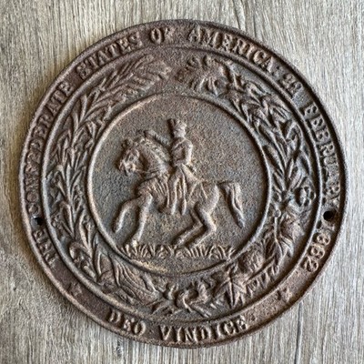 CIVIL WAR CONFEDERATE SEAL CSA CAST IRON GRAVE MARKER PLAQUE 7” | eBay