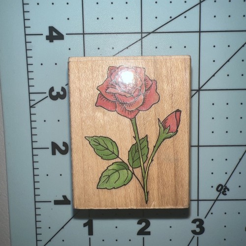 ROSE ROSEBUD LONG STEM FLOWER PLANT 477E ALL NIGHT MEDIA 1993 wood ...