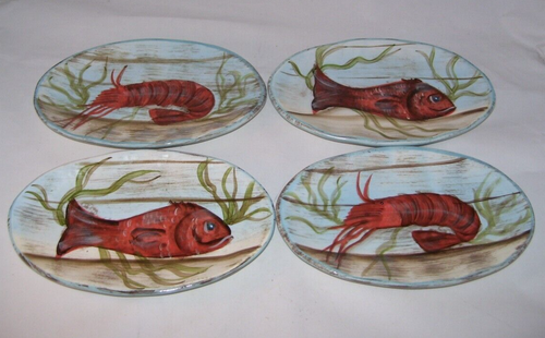 Certified International Fisherman's Catch Set of 4 Canape Plates Kate ...