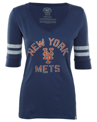 Forty Seven MLB New York Mets Vintage Graphic Flanker Stripe V-Neck ...