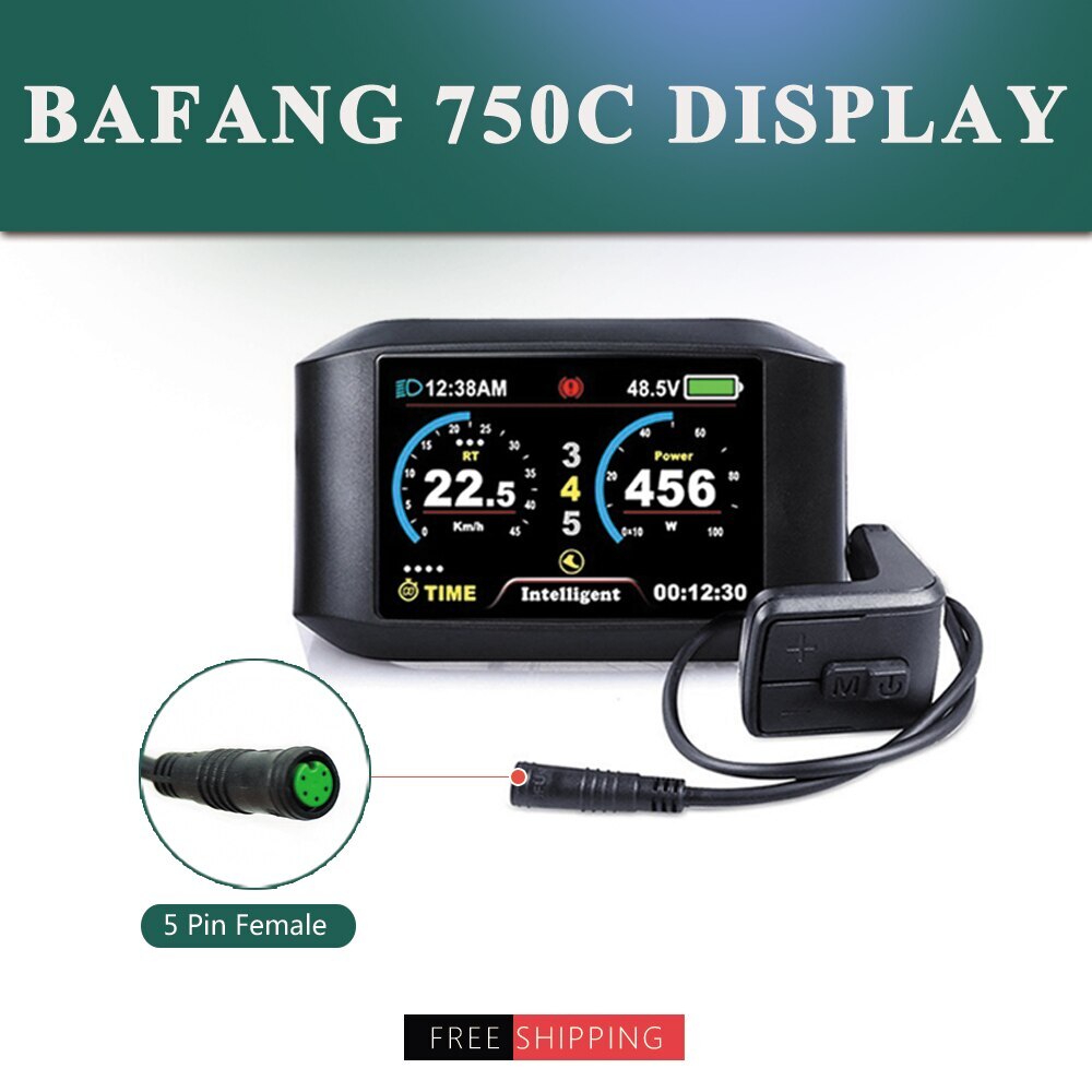 Electric Bicycle 750C LCD Display with 5 Pin Female Plug Waterproof ...
