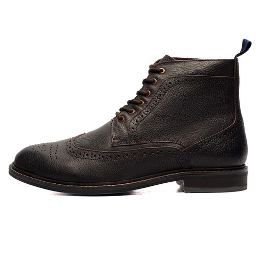 Catesby England Redheugh Mens Leather Designer Brogue Ankle Boots Brown ...