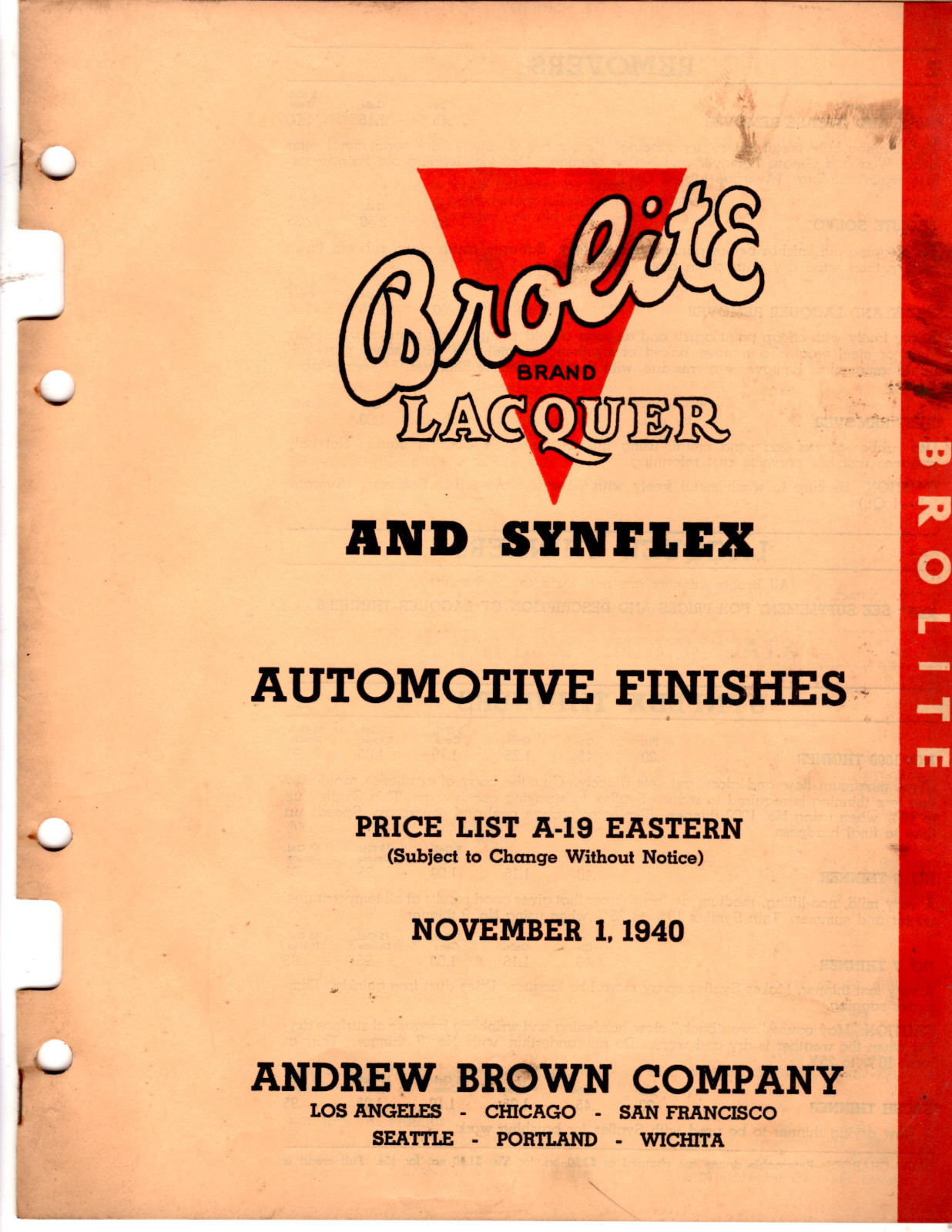 AUTOMOTIVE FINISHES LACQUER AND SYNFLEX VERY RARE BROLITE 23 PAGES ...